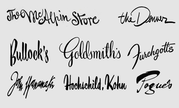 Handlettered Logos From Defunct Department Stores - yewknee.com